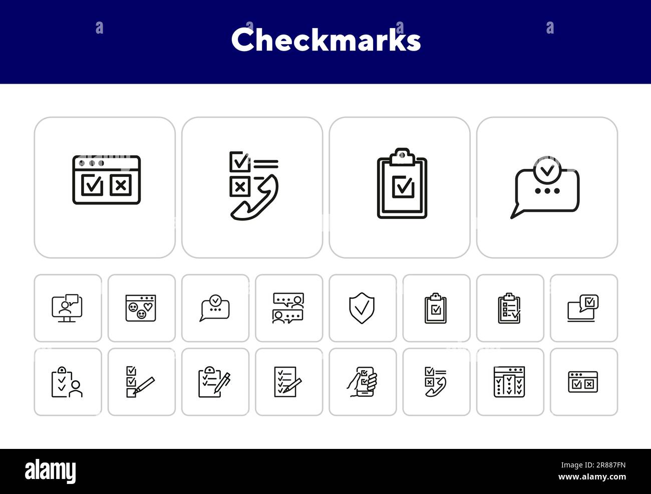 Checkmarks line icon set Stock Vector Image & Art - Alamy