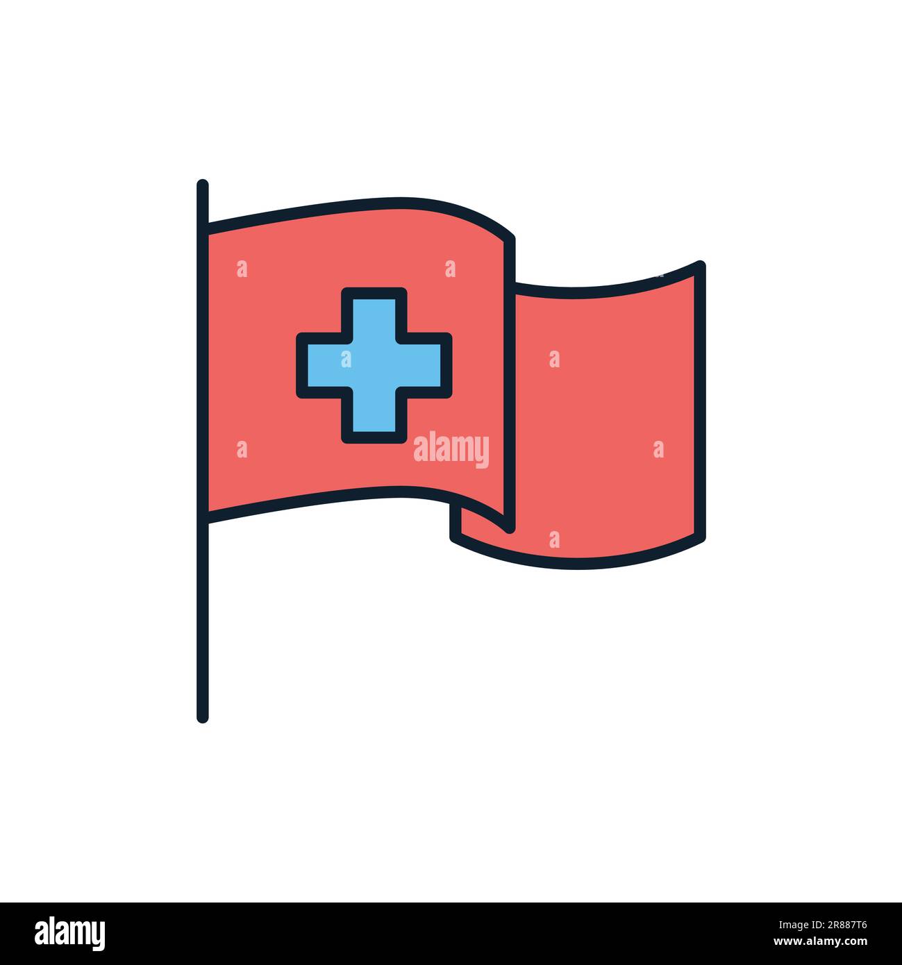 Medical Flag related vector line icon. Isolated on white background ...