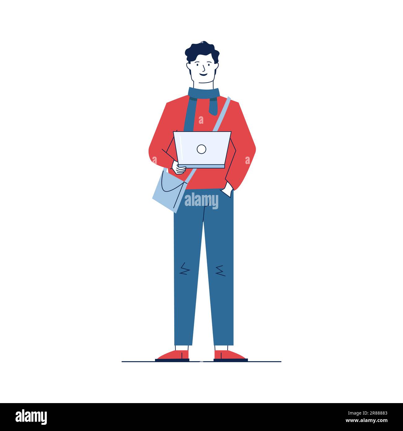 Cartoon man holding laptop Stock Vector Image & Art - Alamy