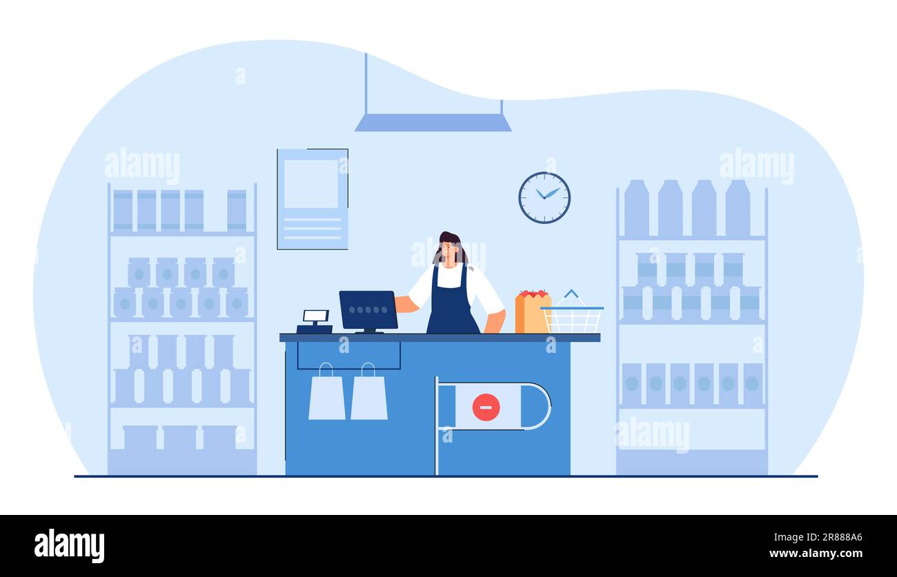 Modern supermarket checkout terminal Stock Vector Images - Alamy