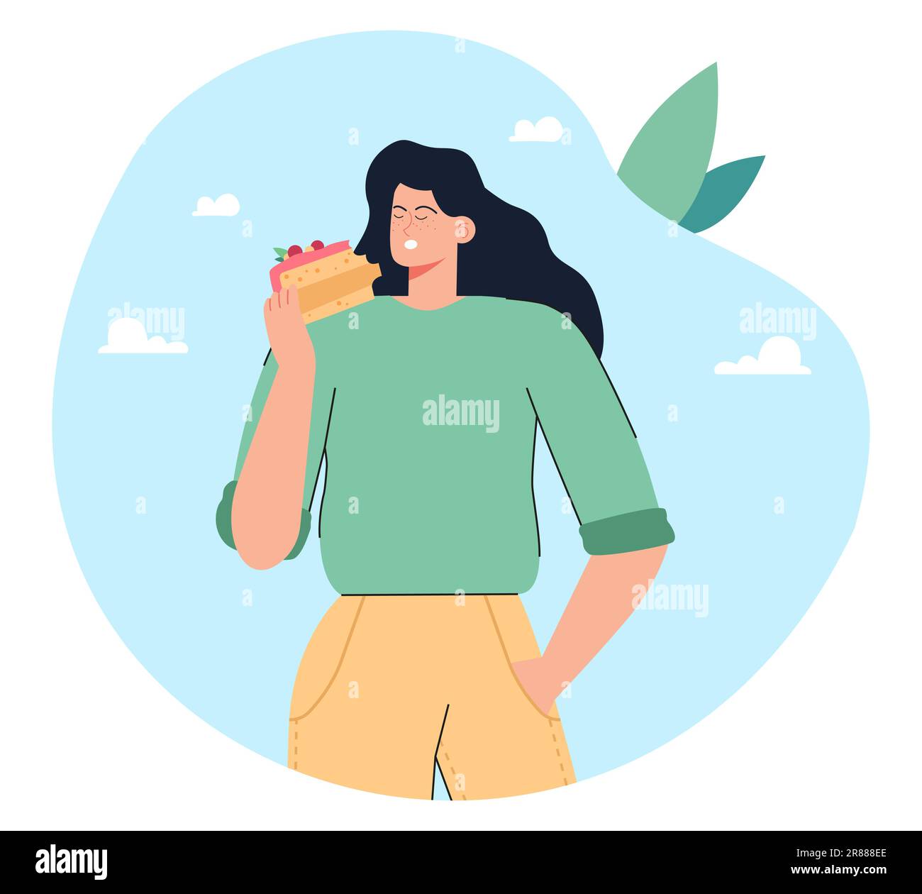 Fat woman eating cake Cut Out Stock Images & Pictures - Alamy