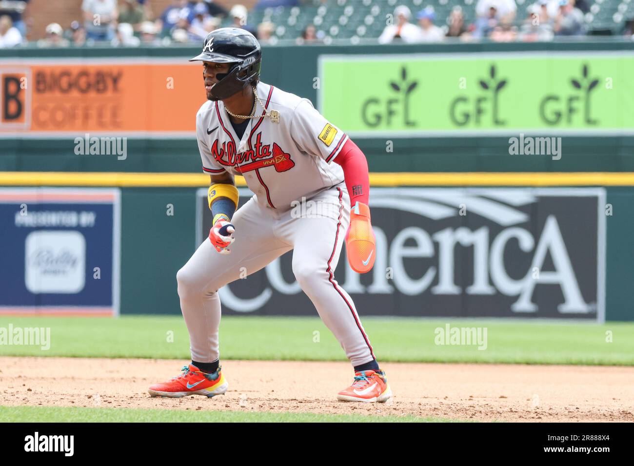 DETROIT, MI - JUNE 14: Atlanta Braves right fielder Ronald Acuna Jr ...