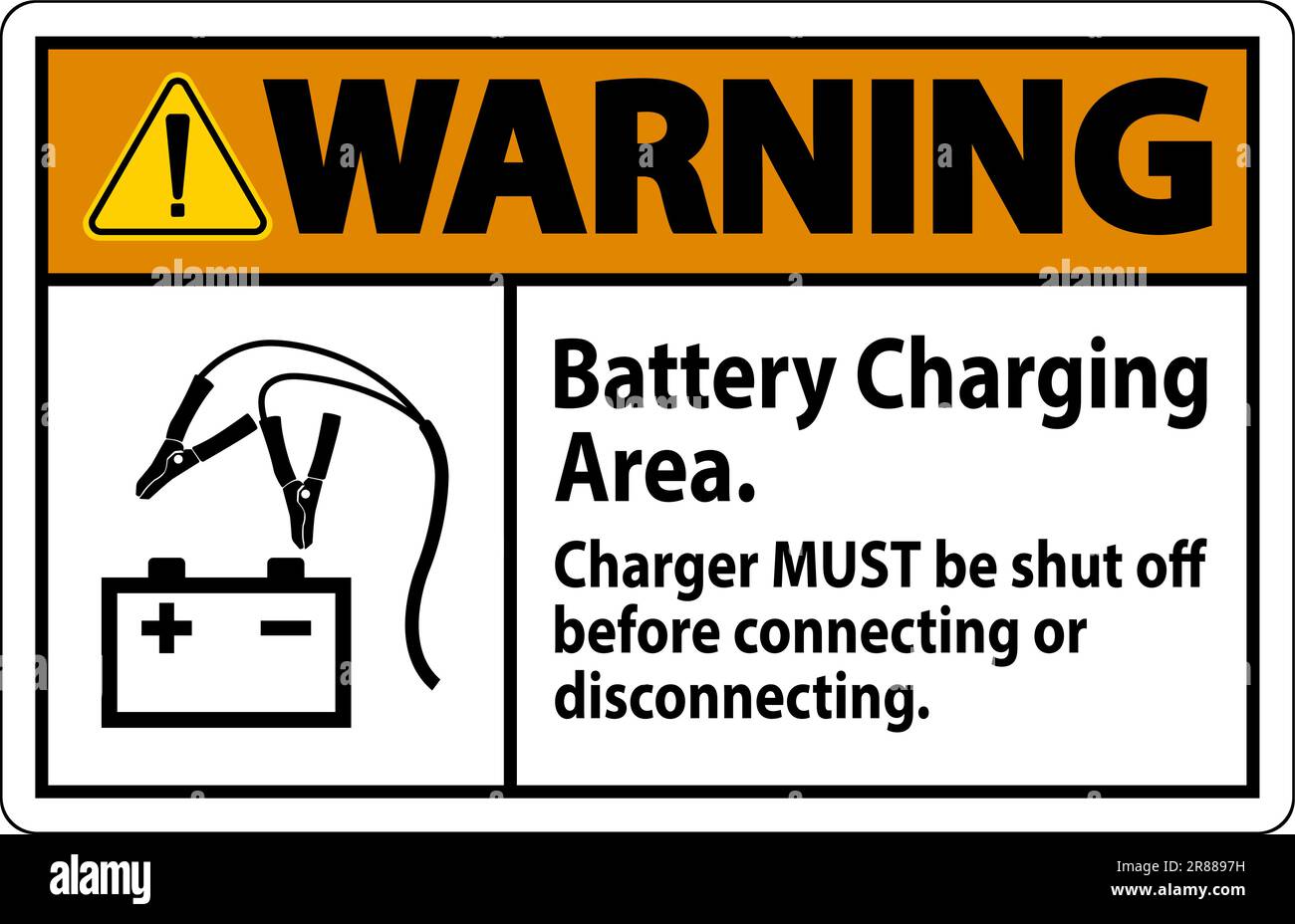 Warning Sign Battery Charging Area, Charger Must Be Shut Off Before ...