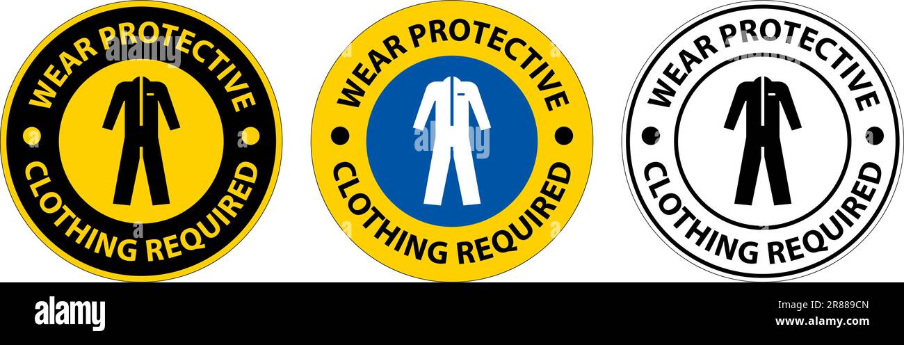 Notice Wear protective clothing sign on white background Stock Vector ...