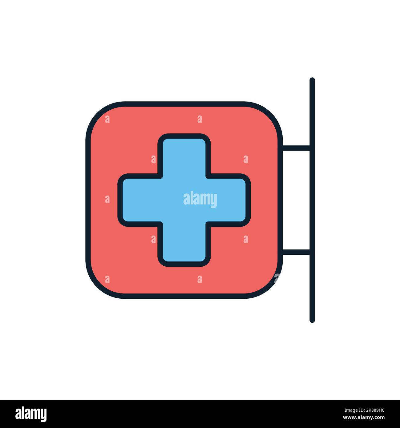 Hospital Signboard related vector line icon. Isolated on white ...