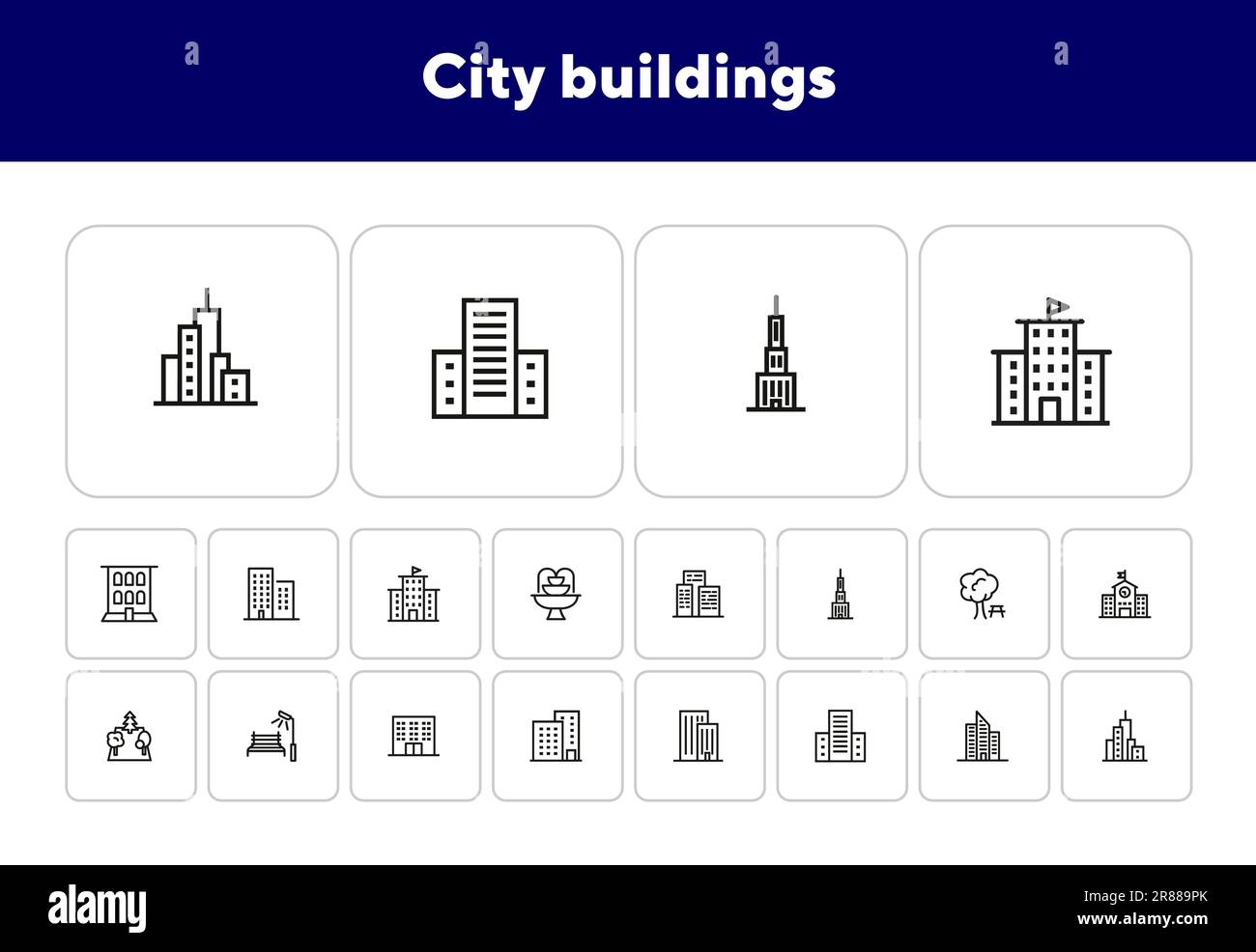 City buildings icon set Stock Vector Image & Art - Alamy
