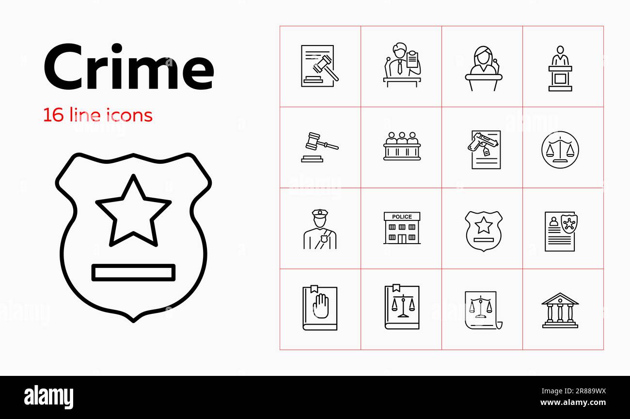 Crime line icon set. Witness, jury box Stock Vector Image & Art - Alamy