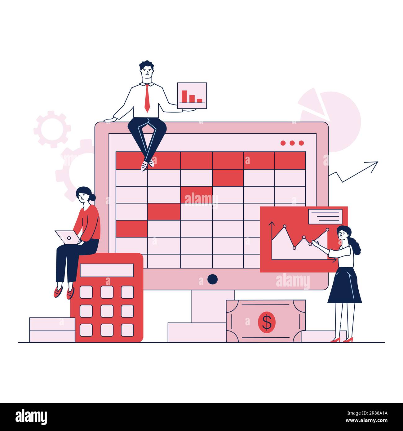 Preparation for bookkeeping report flat vector illustration Stock ...