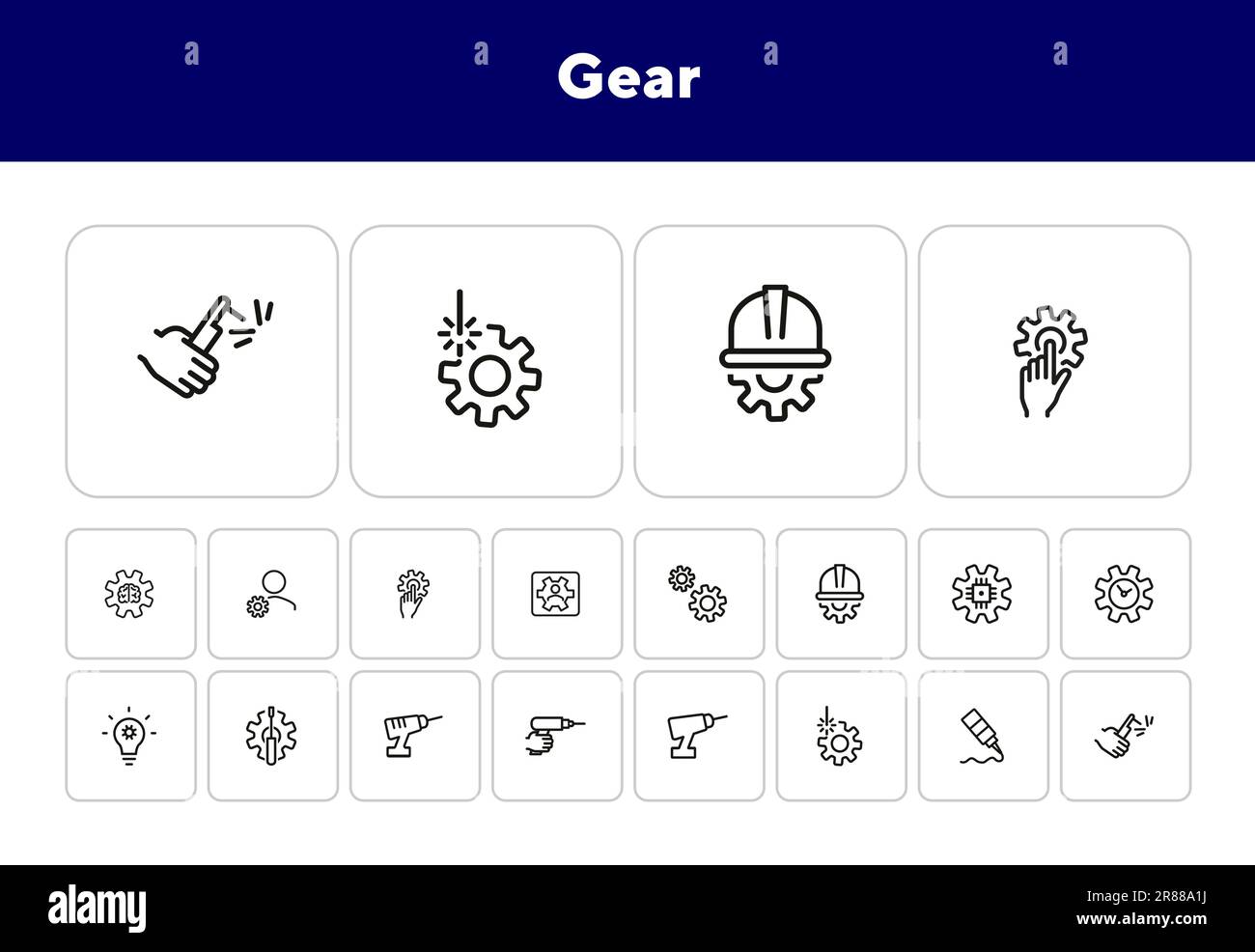 Gear line icon set Stock Vector Image & Art - Alamy