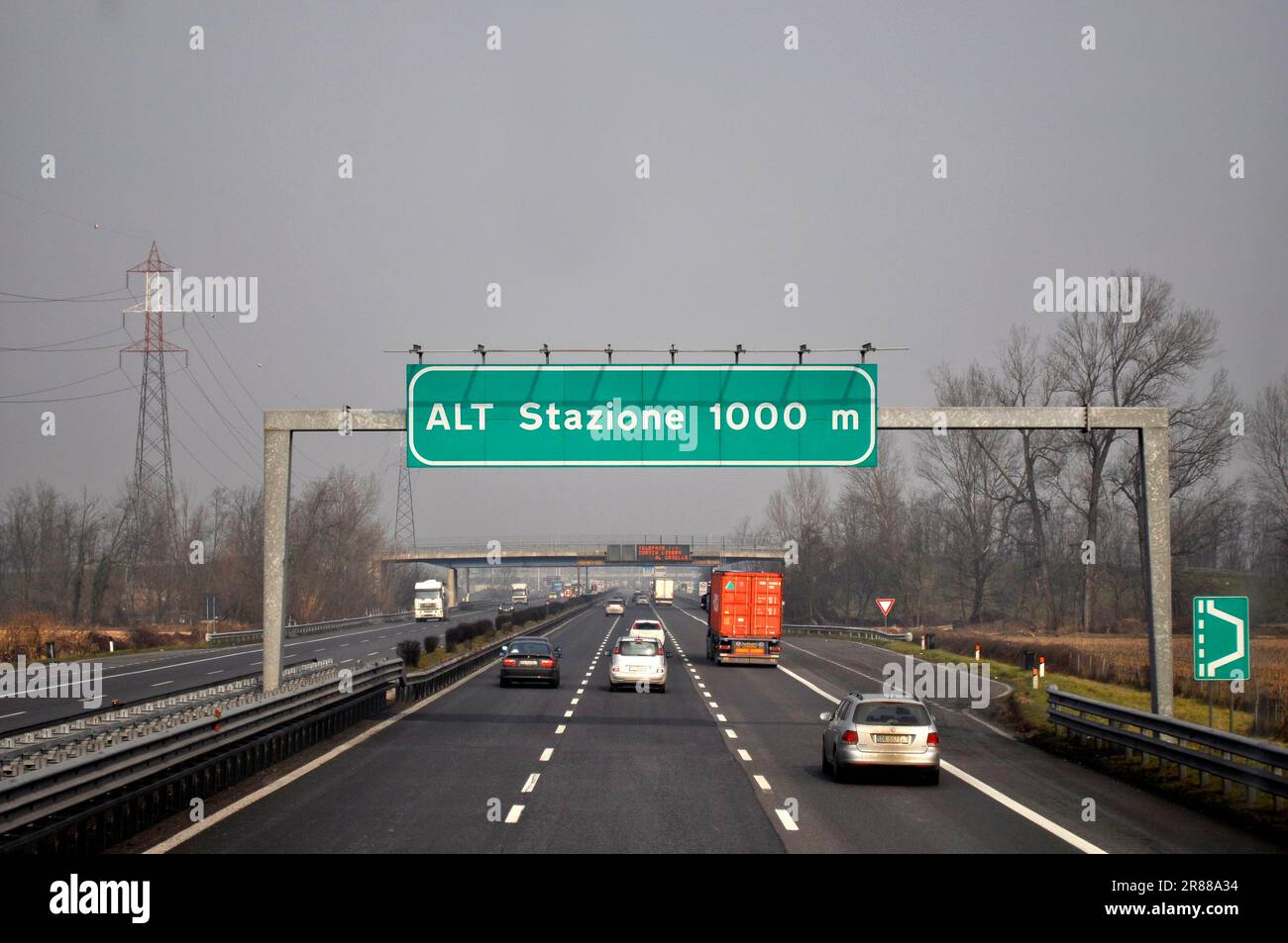 Italian motorway near Milan, toll motorway, Alt Statione Stock Photo ...