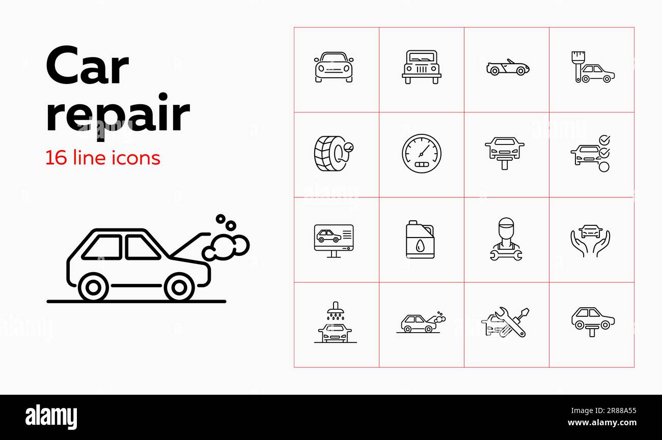 Car repair icon set Stock Vector Image & Art - Alamy