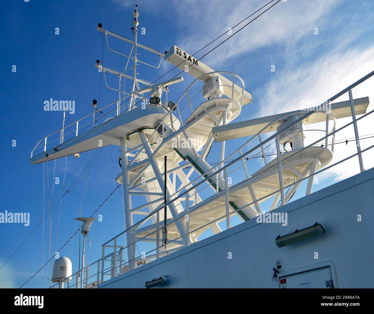 On deck of the cruise ship Costa, Serena, radar installation Stock ...