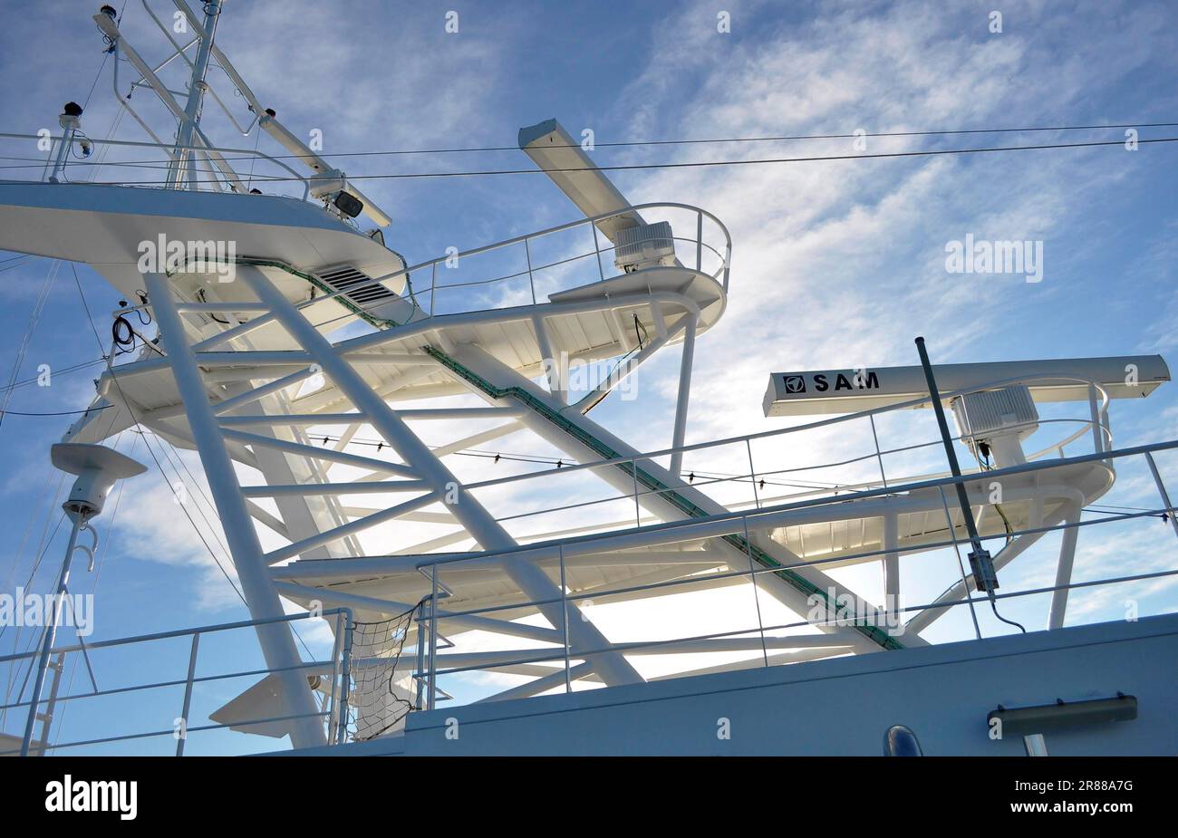 On deck of the cruise ship Costa, Serena, radar installation Stock ...