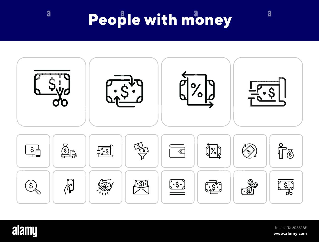 People with money line icon set Stock Vector Image & Art - Alamy