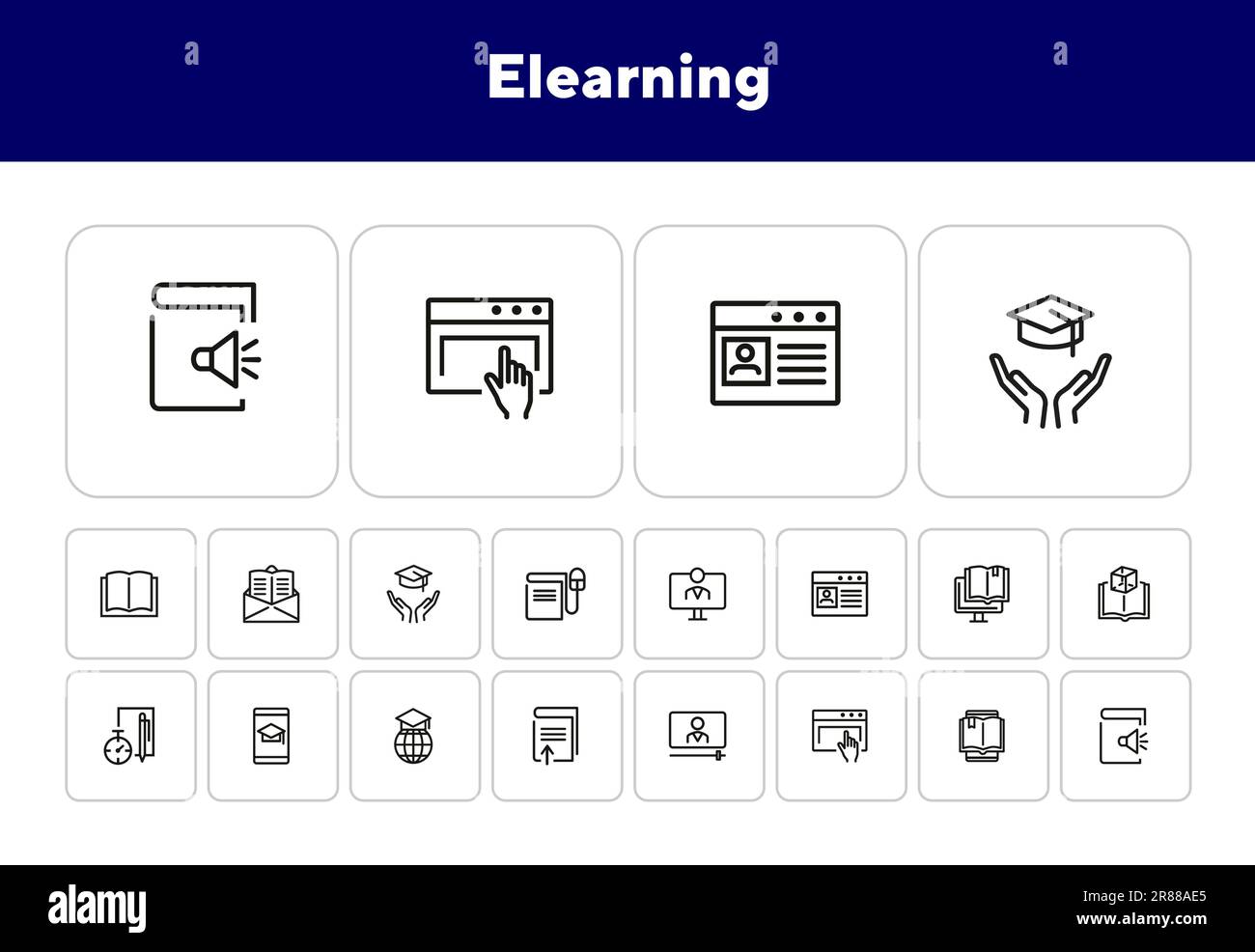 E-learning line icon set Stock Vector Image & Art - Alamy