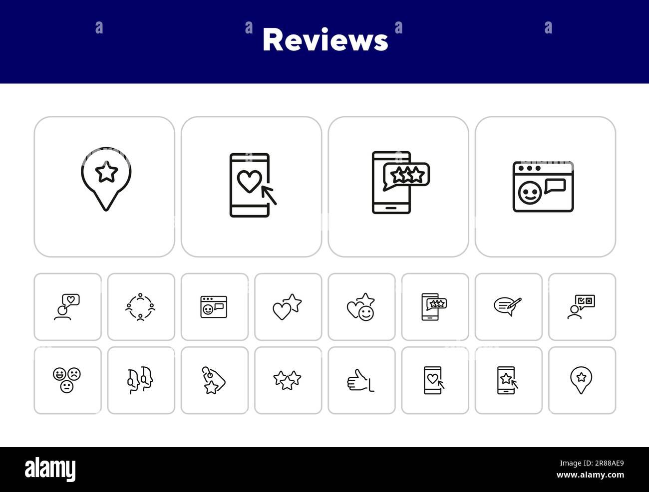 Reviews line icon set Stock Vector Image & Art - Alamy
