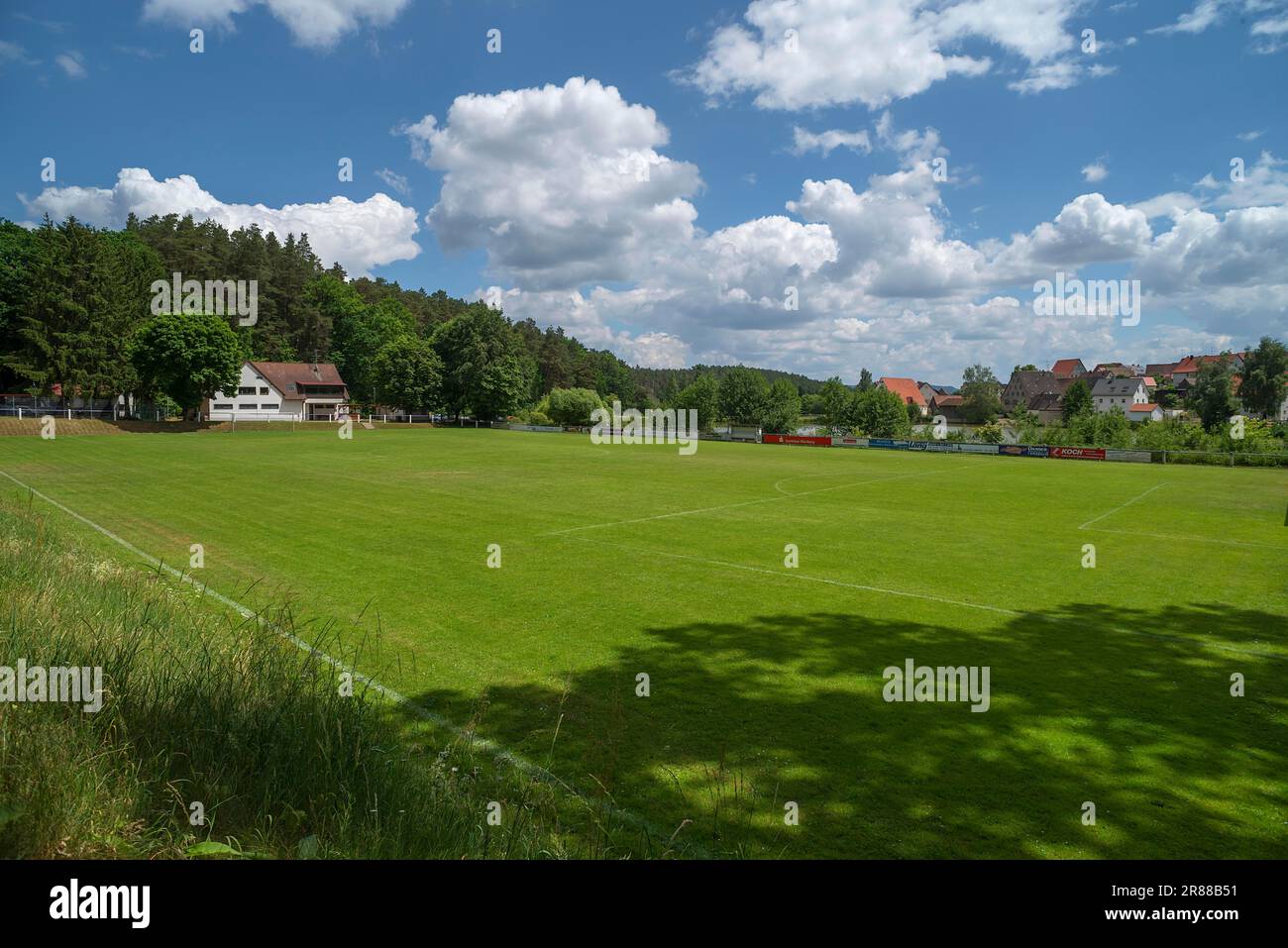 Football pitch in a Franconian village, Bavaria, Germany Stock Photo ...