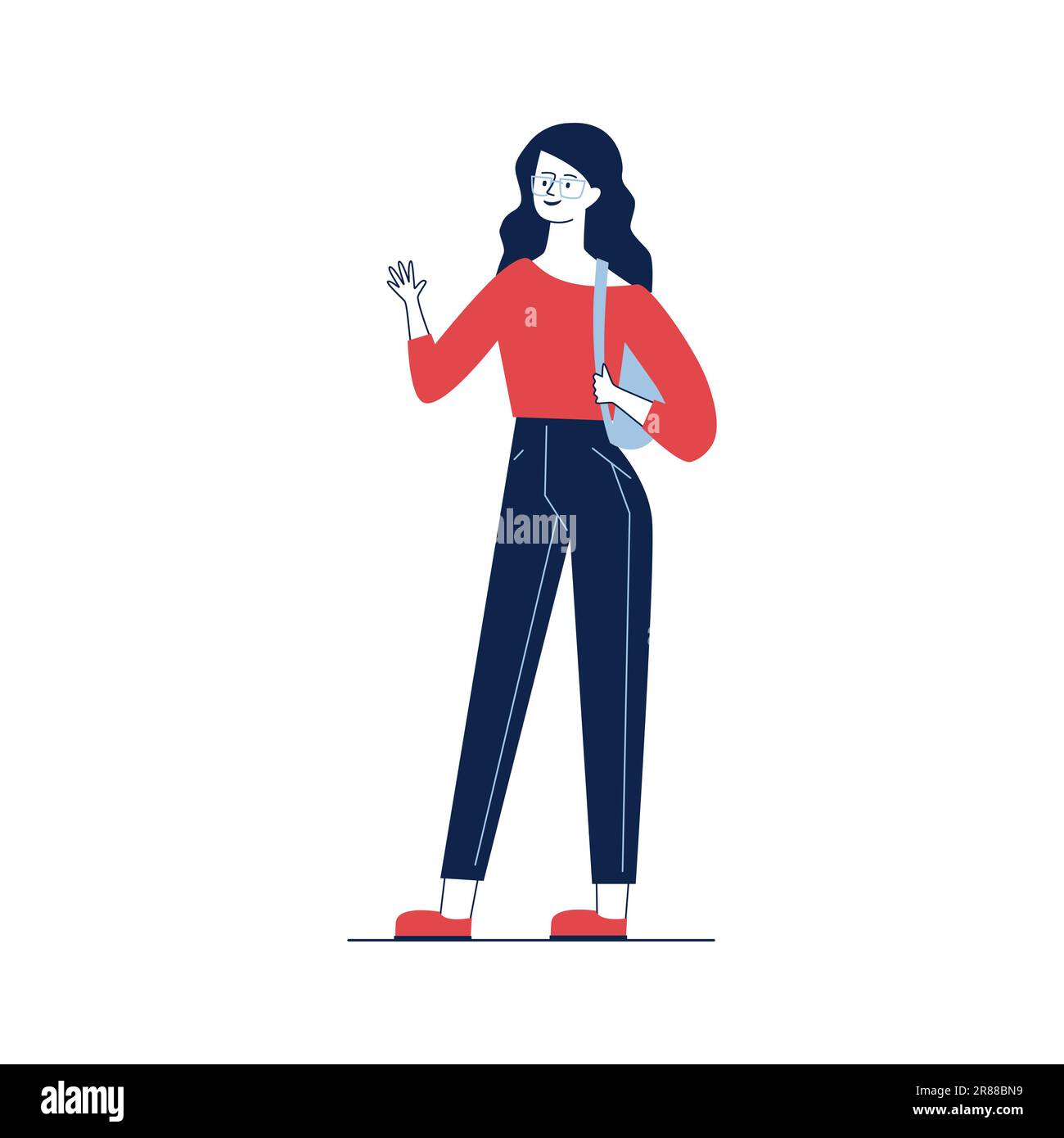 Cartoon waving woman hi-res stock photography and images - Alamy