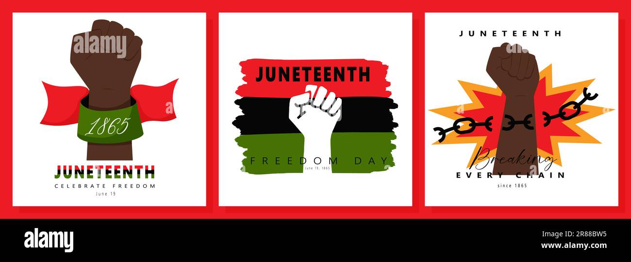 Juneteenth greeting cards with Clenched fist, raised black hand ...