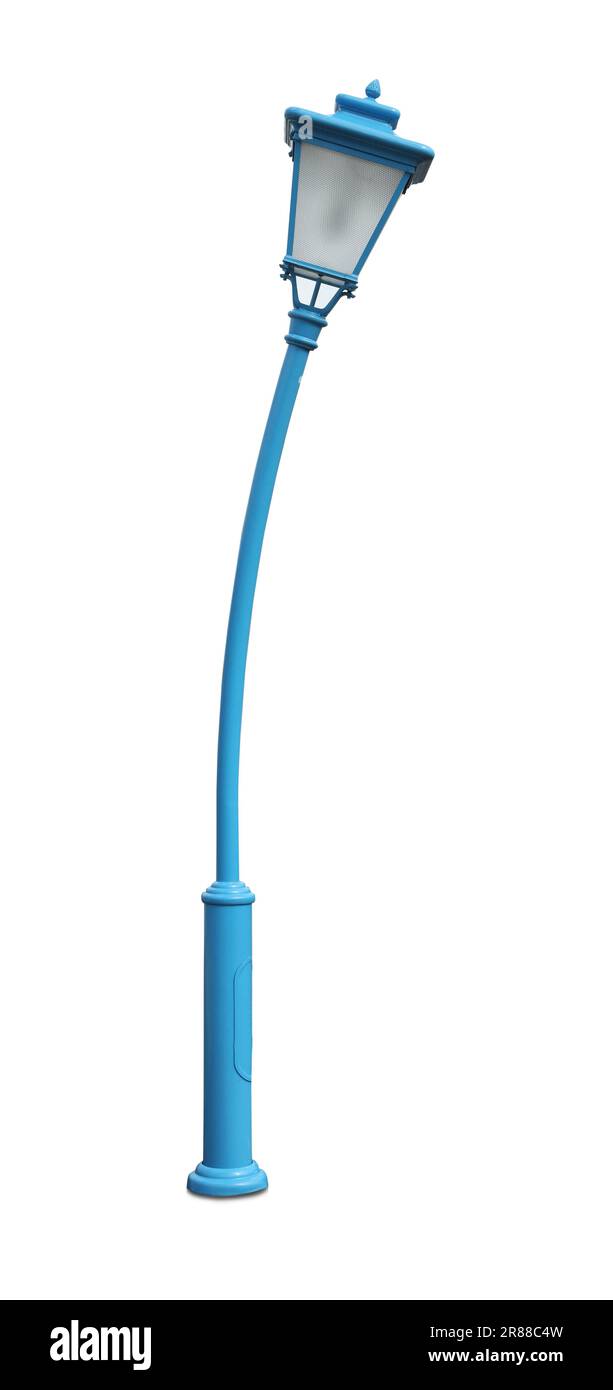 Beautiful light blue street lamp on white background Stock Photo - Alamy
