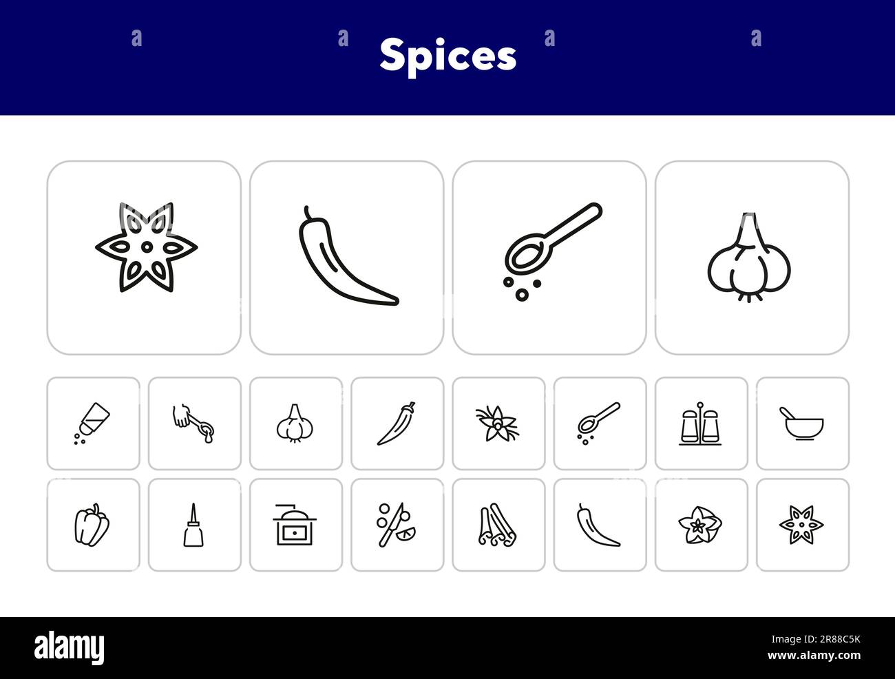 Spices icon set Stock Vector Image & Art - Alamy