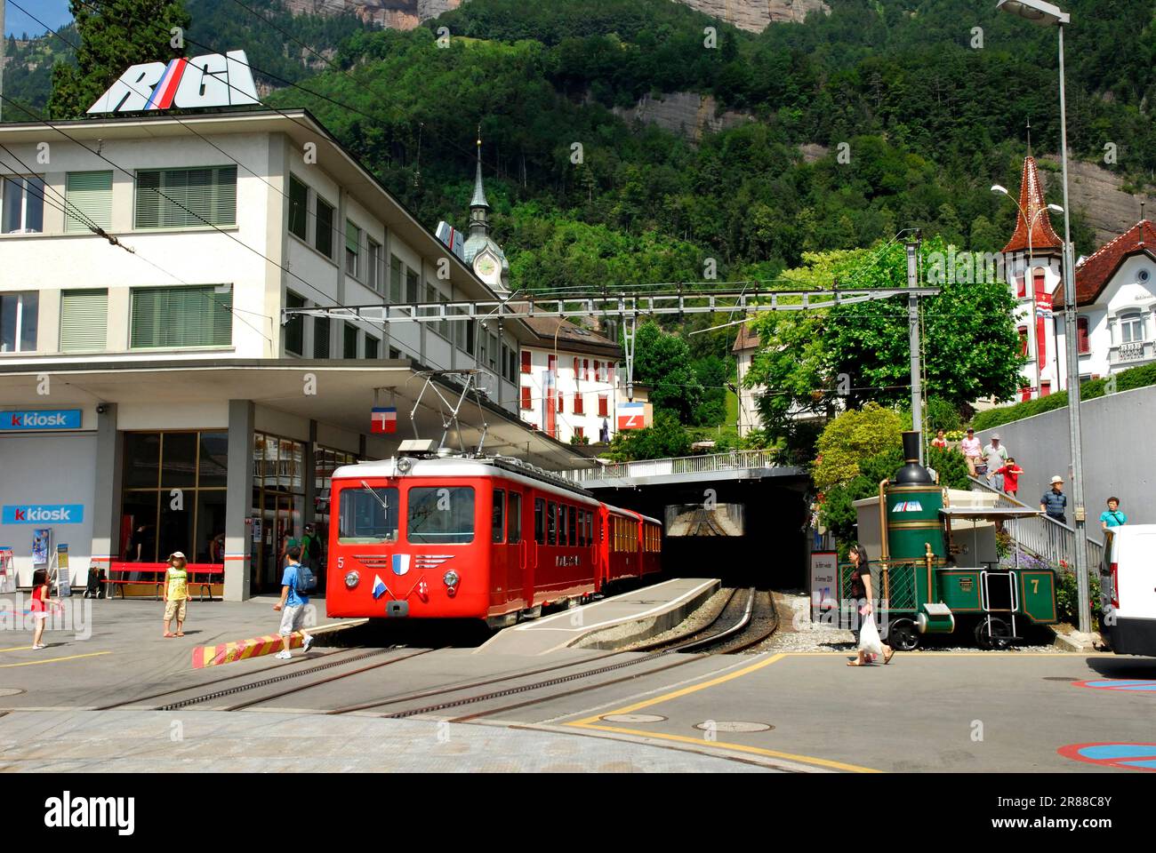 Rack railway station, Rigi railway, Vitznau, Lucerne, Switzerland Stock ...