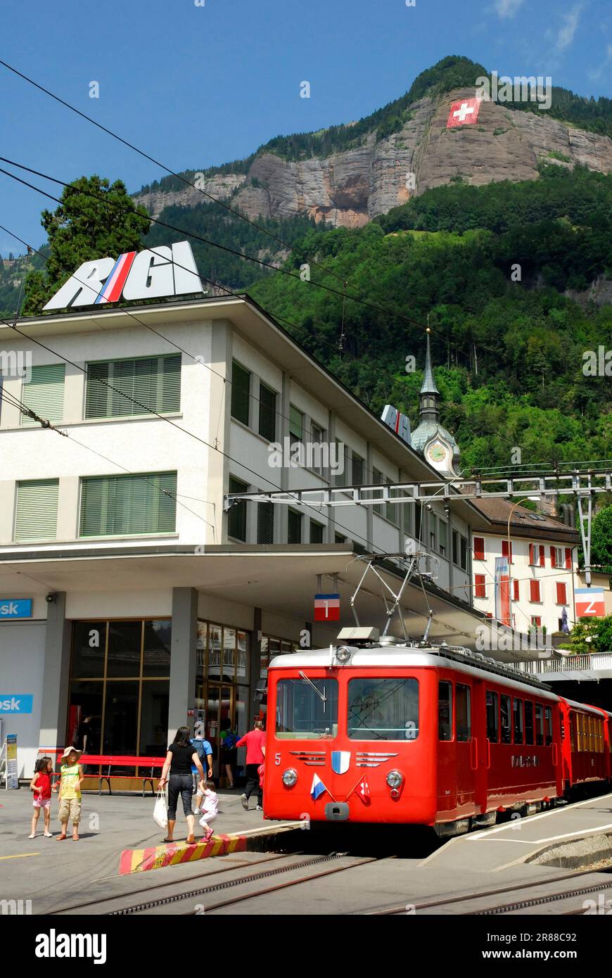 Rack railway station, Rigi railway, Vitznau, Lucerne, Switzerland Stock ...