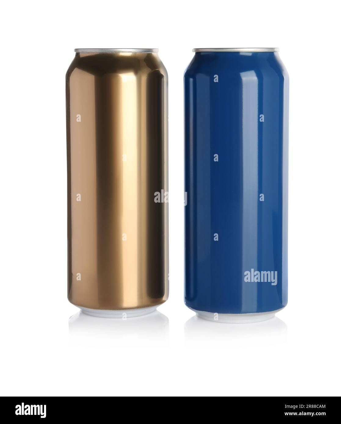 Aluminum cans with drinks on white background Stock Photo - Alamy