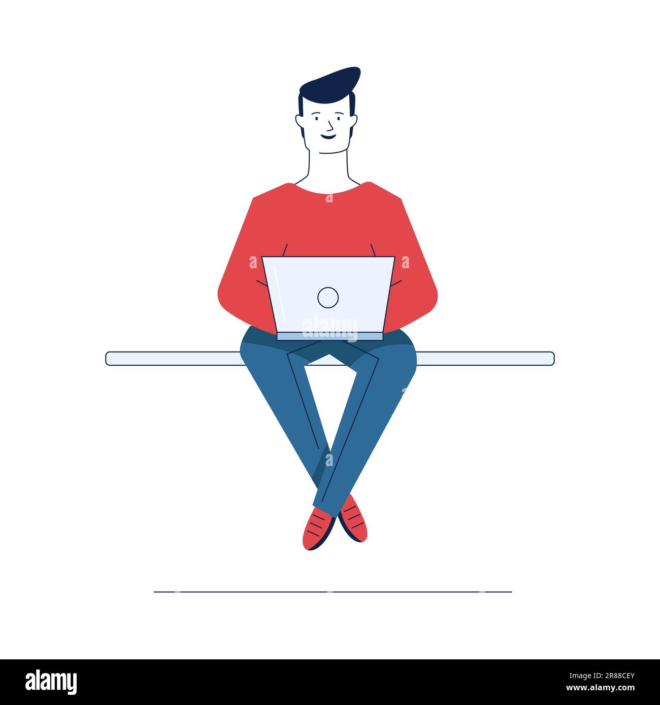 Cartoon man using laptop Stock Vector Image & Art - Alamy