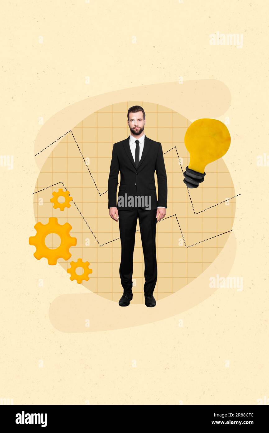 Collage artwork sketch template of successful confident handsome man ...