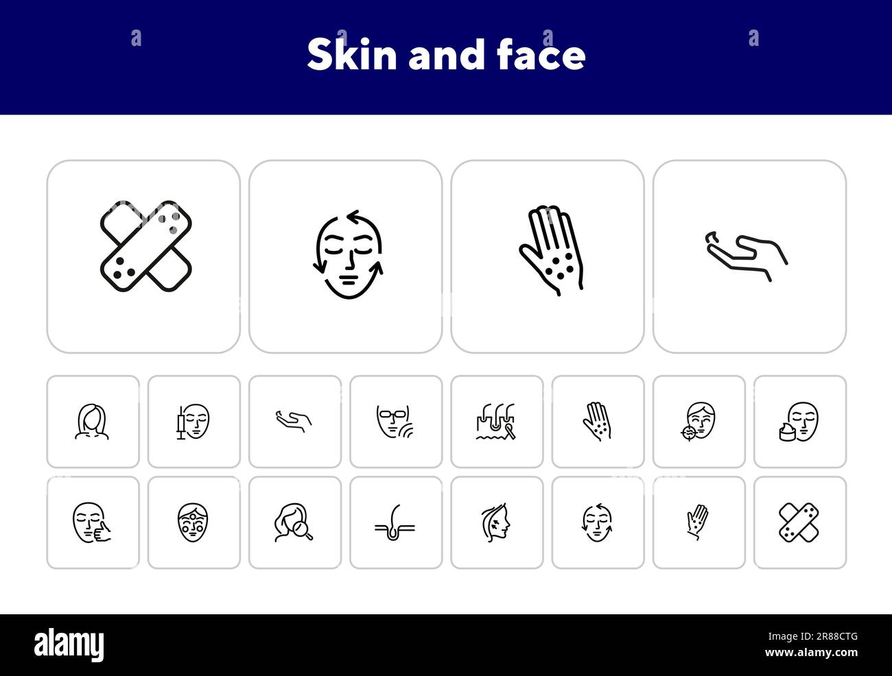 Skin and face line icon set Stock Vector Image & Art - Alamy