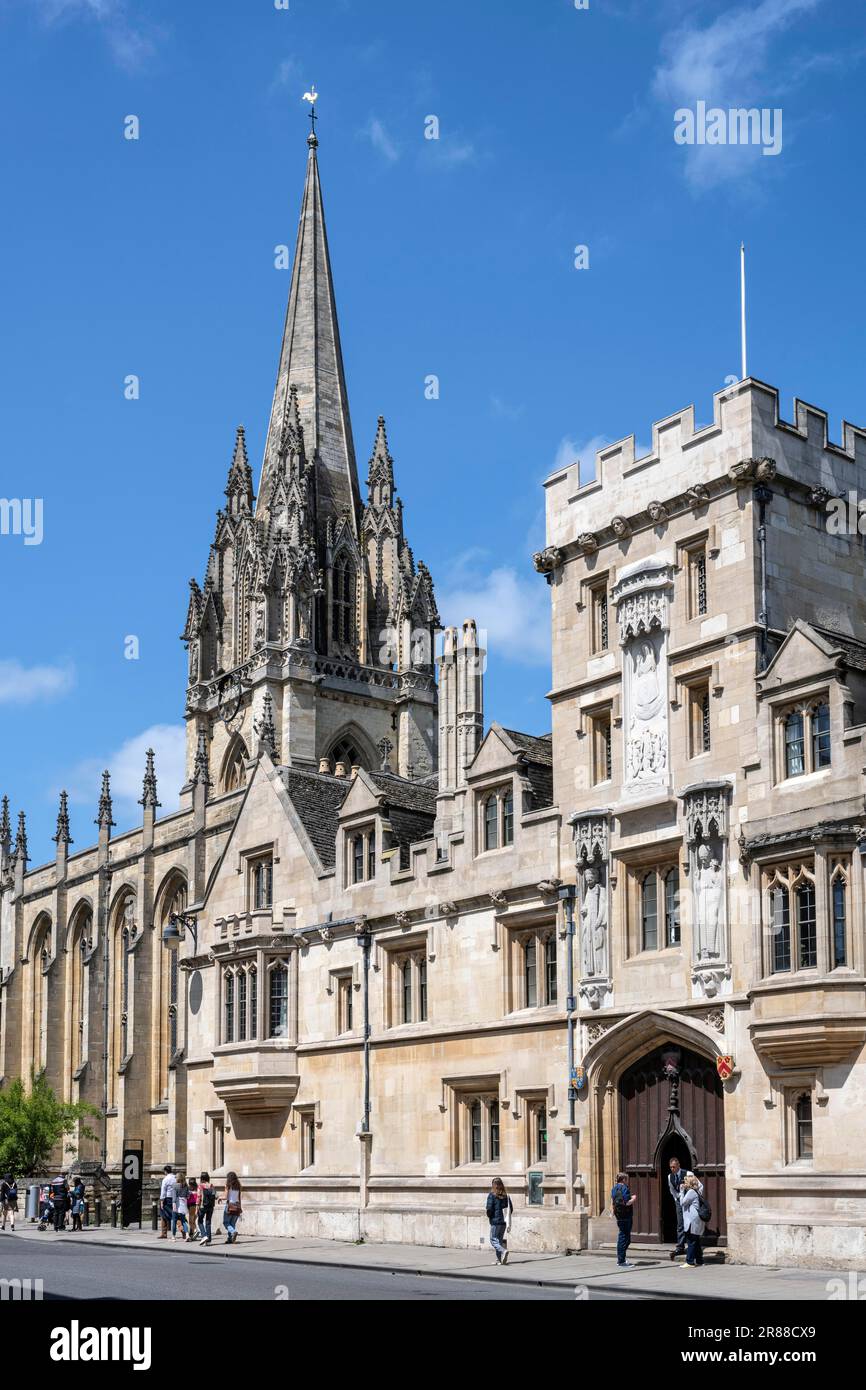 All Souls College on the right and St Mary's Church on the left on the ...