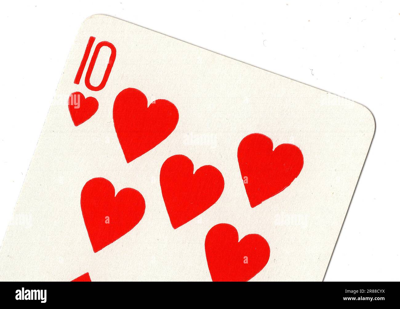 A ten of hearts vintage playing card on a white background Stock Photo ...