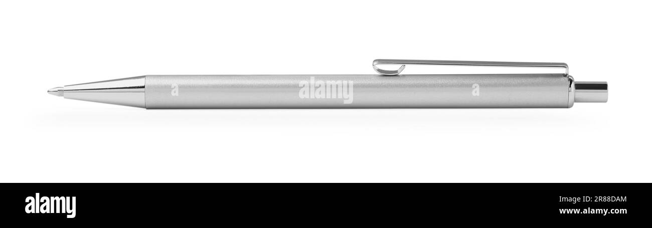 New stylish silver pen isolated on white Stock Photo - Alamy