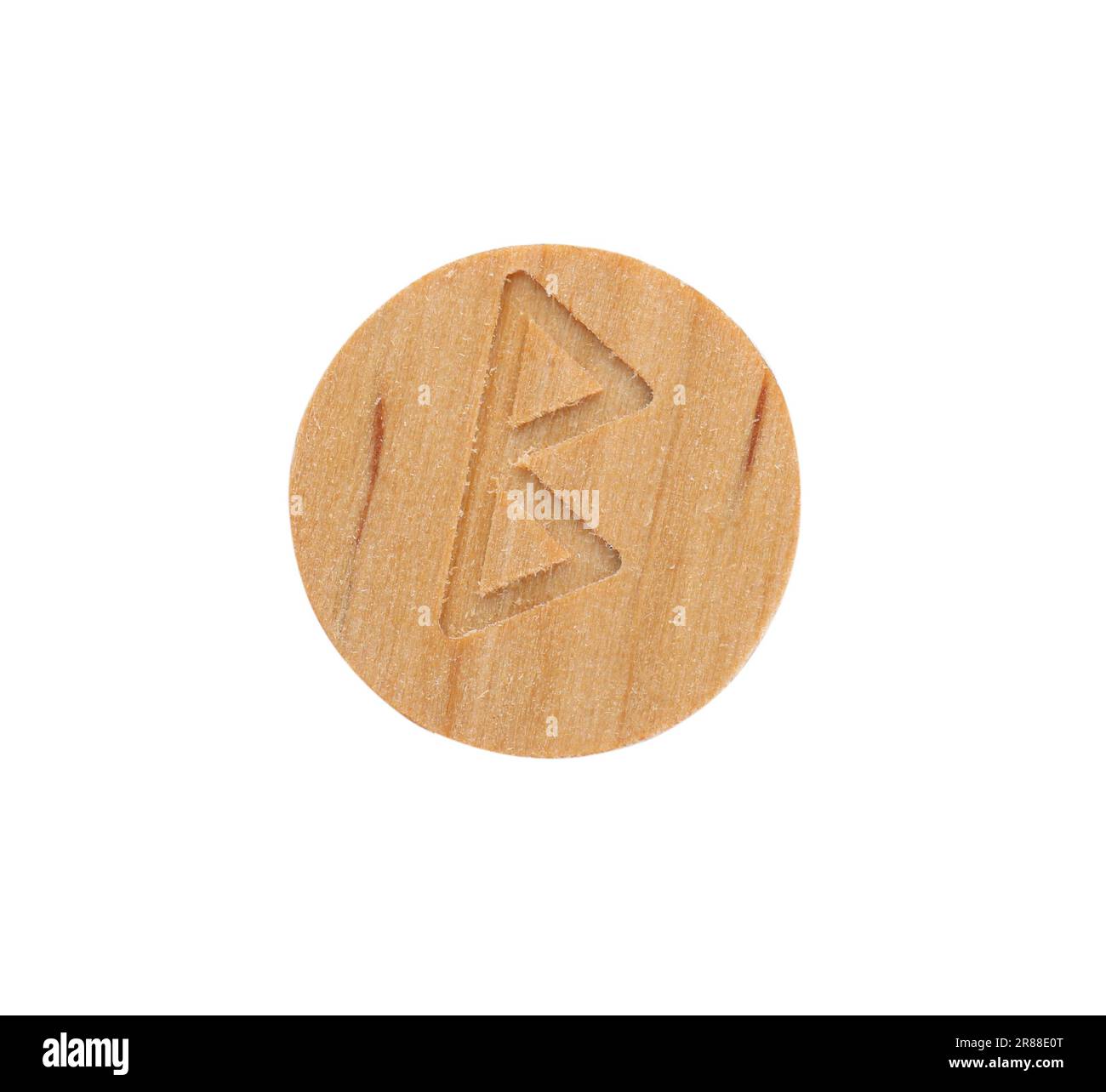 Wooden rune Berkanan isolated on white, top view Stock Photo - Alamy