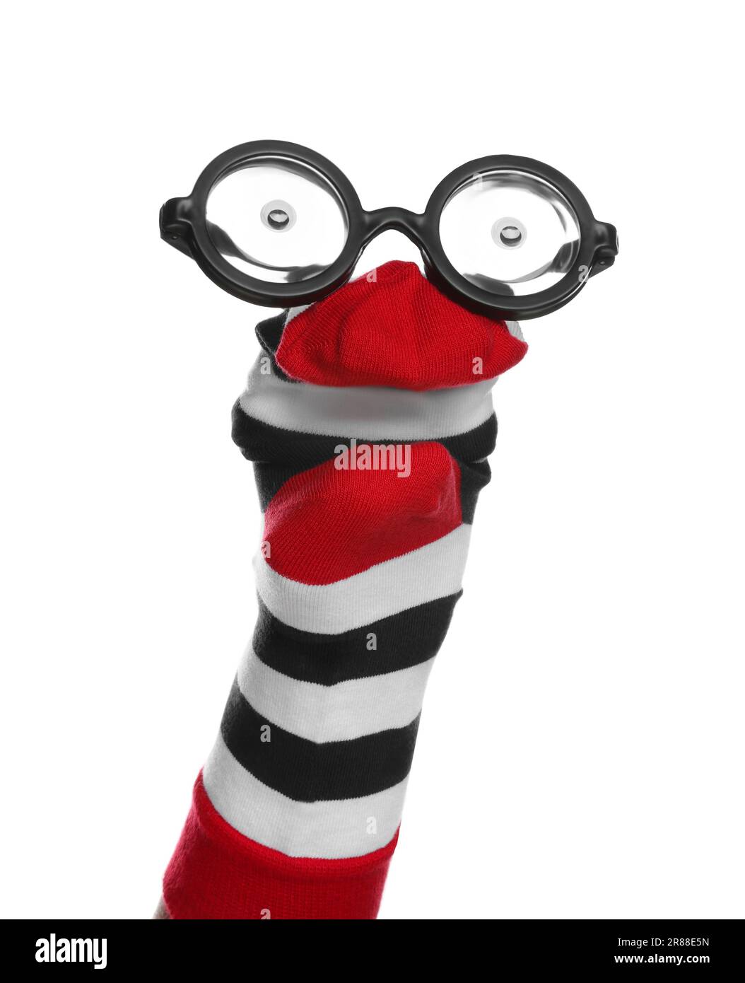 Funny sock puppet with glasses isolated on white Stock Photo - Alamy