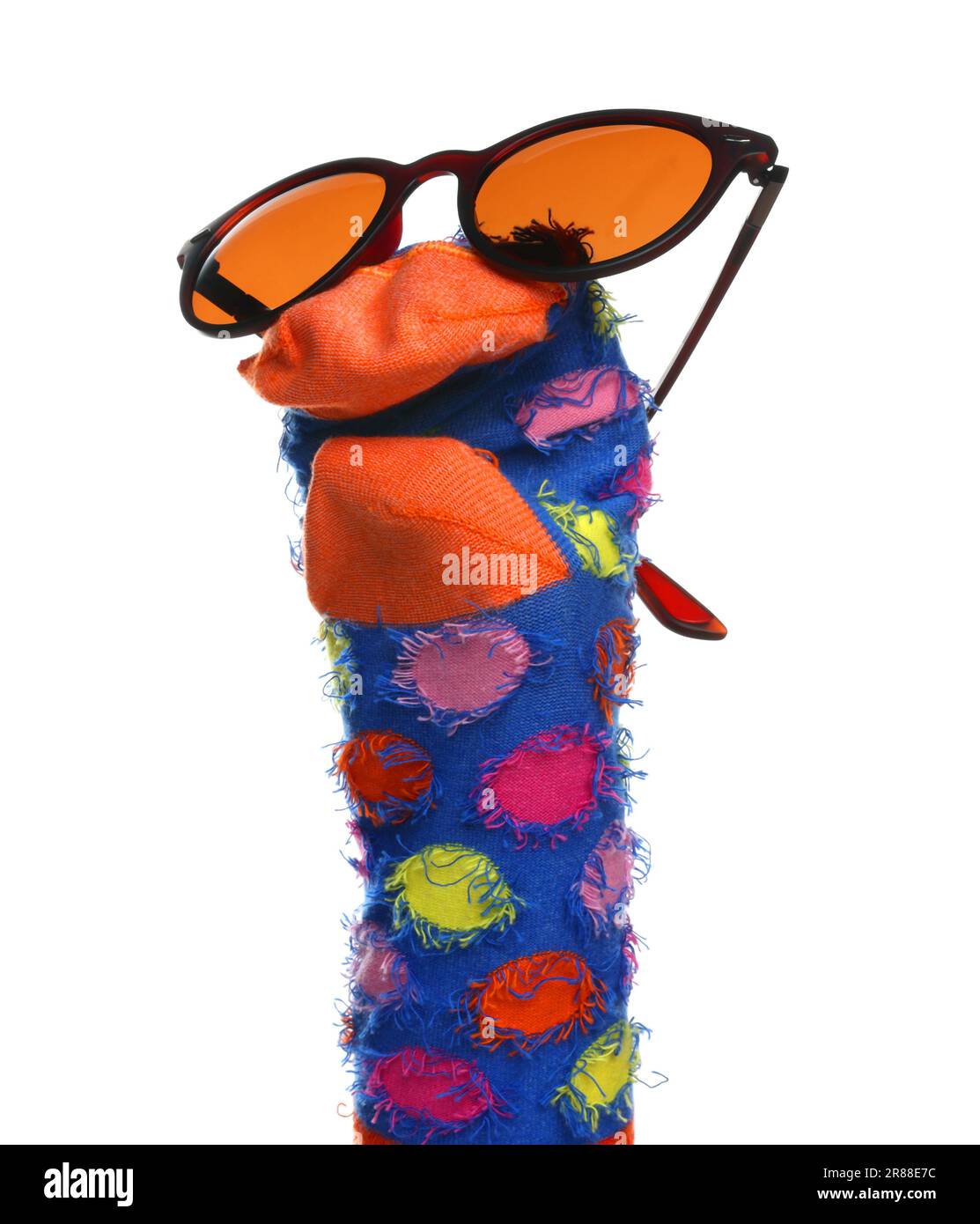 Funny sock puppet with sunglasses isolated on white Stock Photo - Alamy