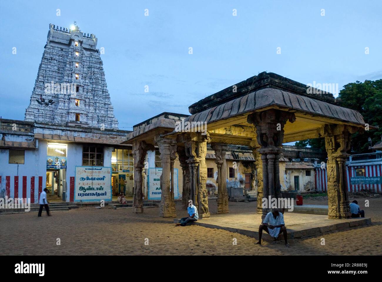 East tower of Sri Ranganathaswamy Vishnu temple at Srirangam Island ...