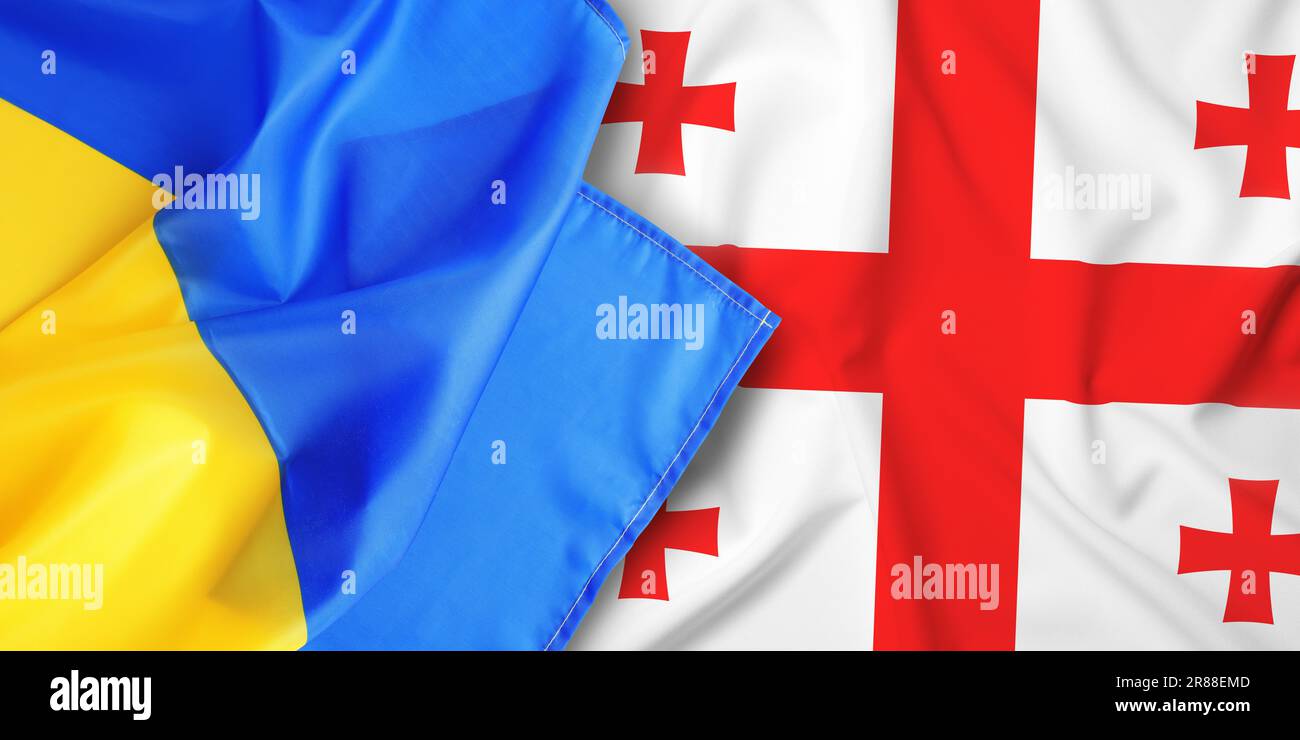 National flags of Ukraine and Georgia as background, banner design ...