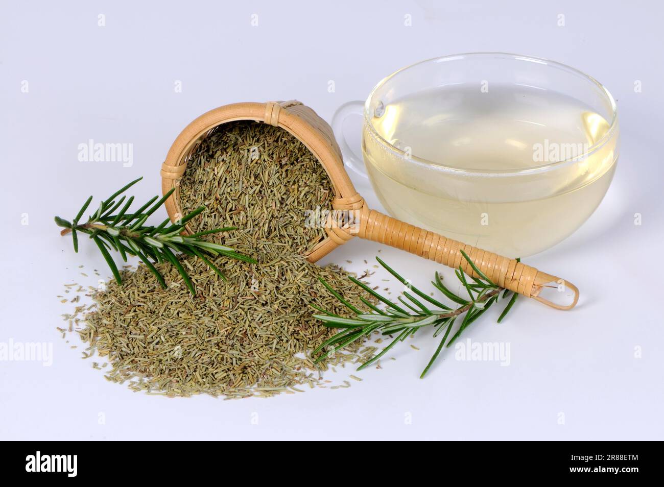Cup rosemary tea (Rosmarinus officinalis) dried rosemary Stock Photo ...