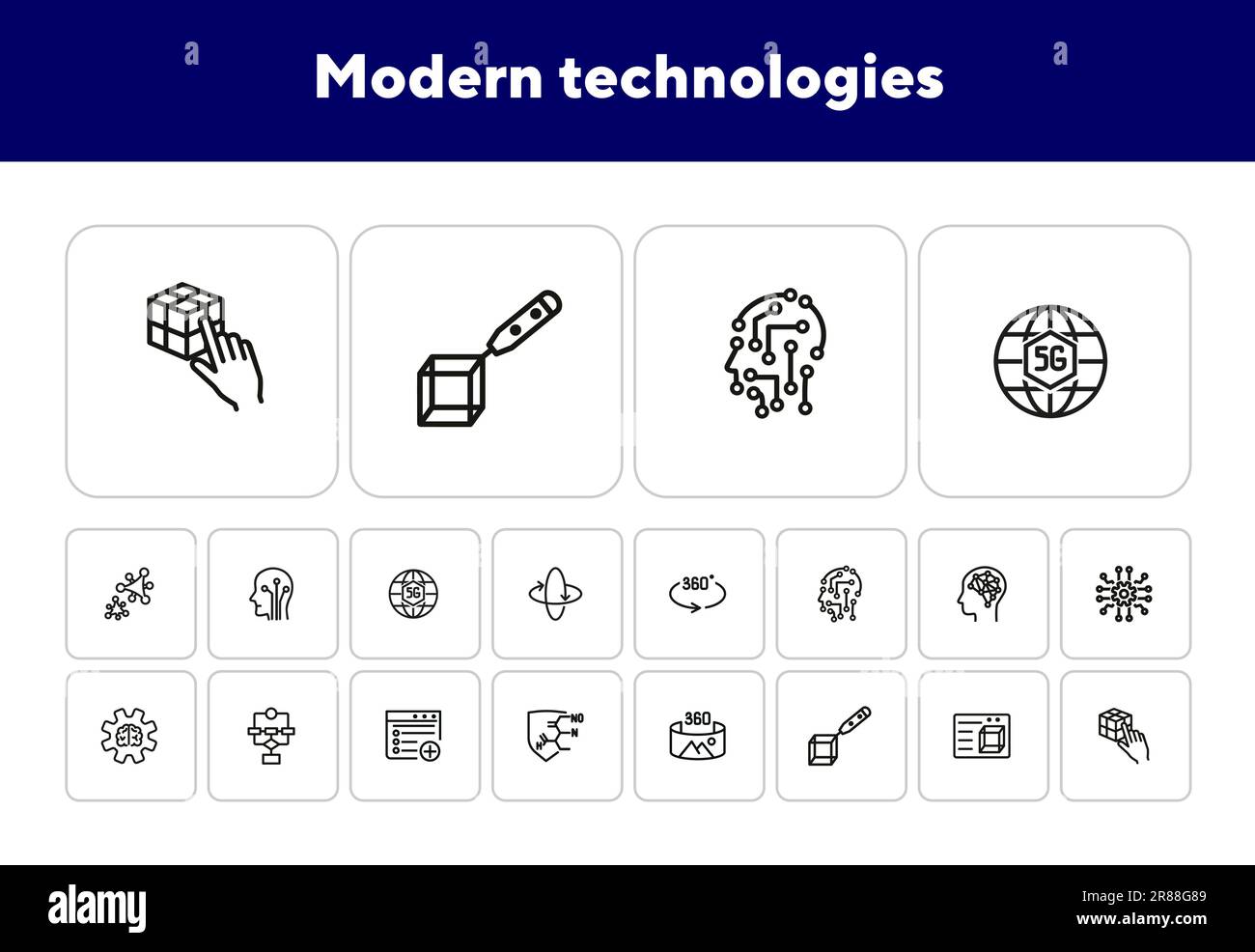 Modern technologies line icon set Stock Vector Image & Art - Alamy