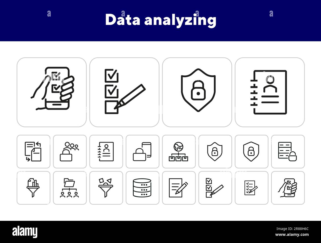 Data analyzing icons Stock Vector Image & Art - Alamy
