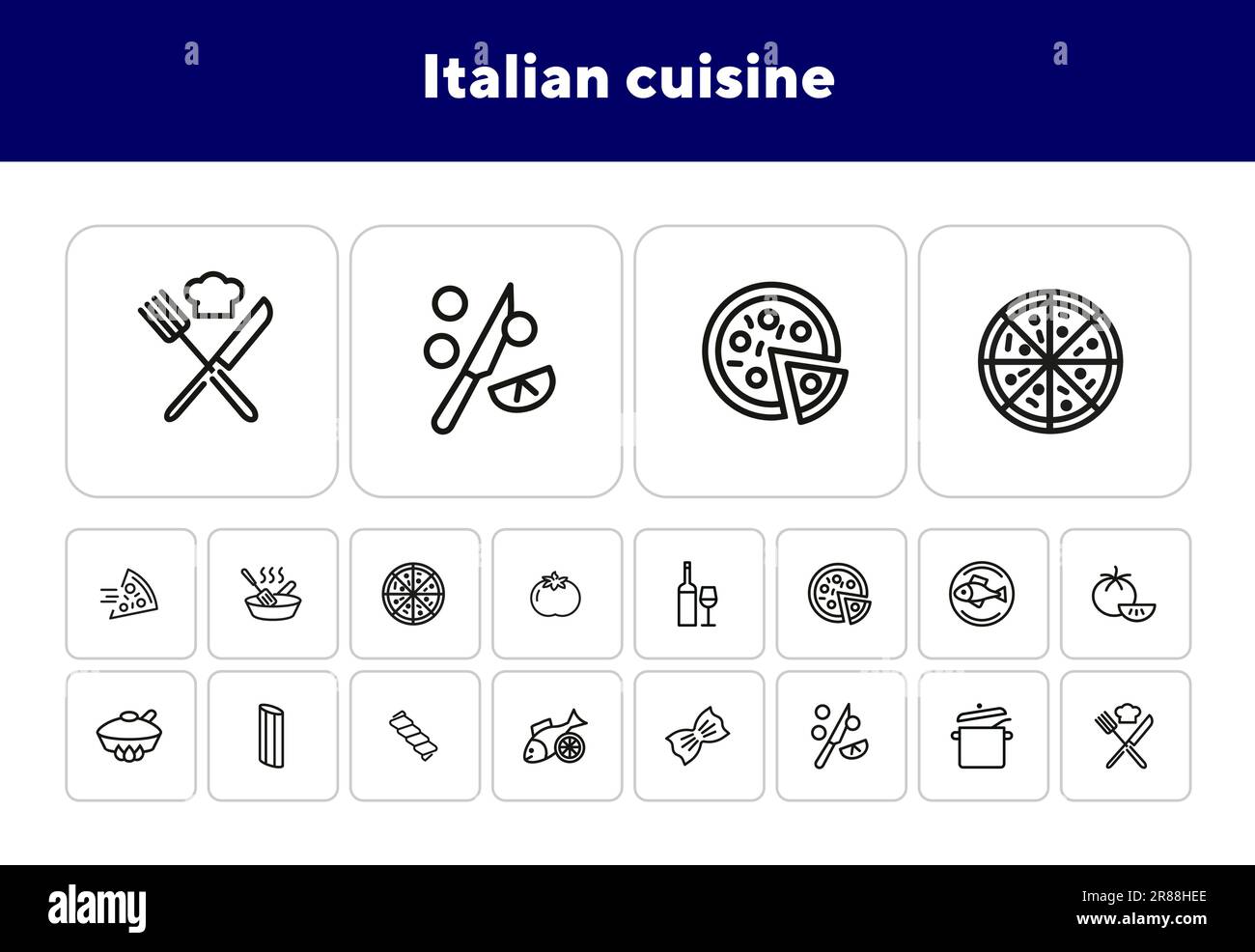 Italian cuisine line icon set Stock Vector Image & Art - Alamy