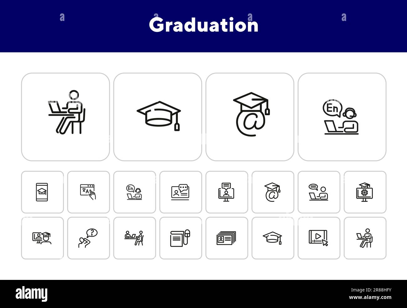 Graduation line icon set Stock Vector Image & Art - Alamy