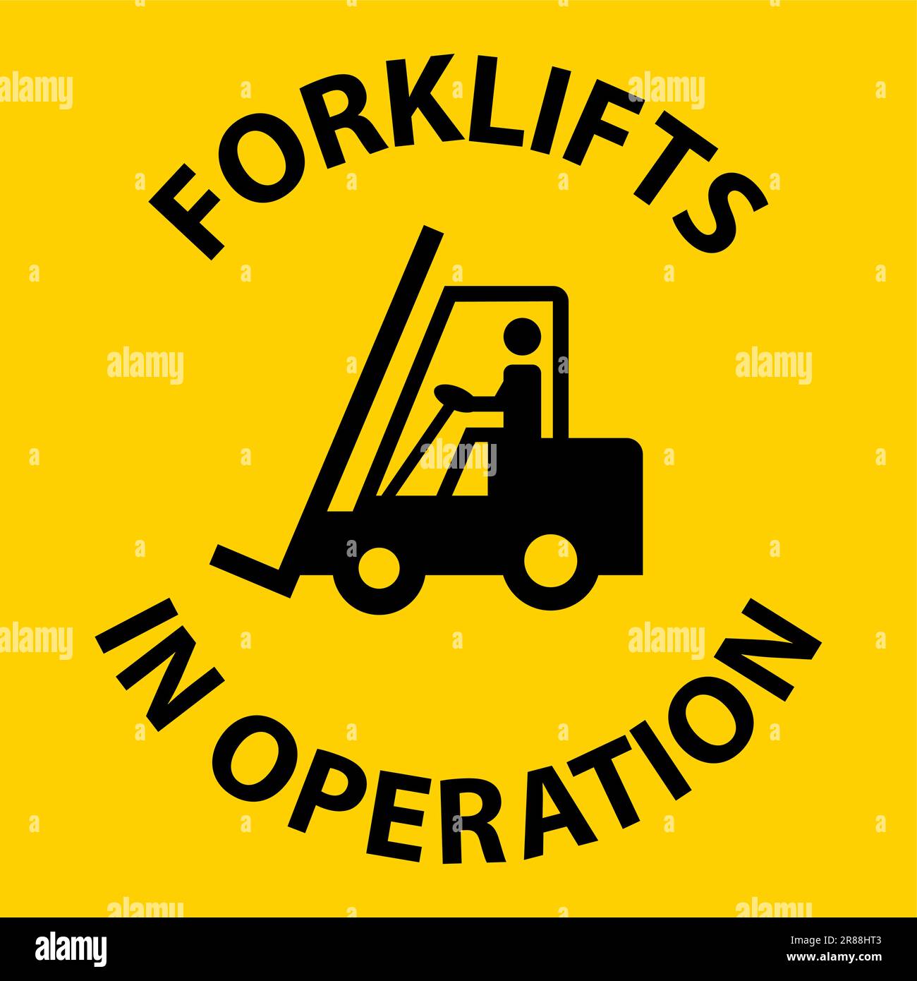 Notice forklifts in operation Sign on white background Stock Vector ...