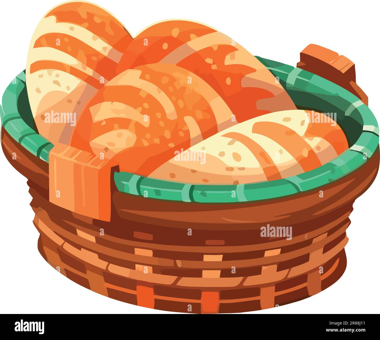 Fresh organic bread in wicker basket vector Stock Vector Image & Art ...