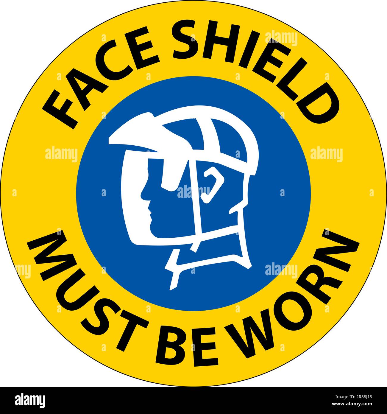 Symbol face shield must be worn sign on white background hi-res stock ...