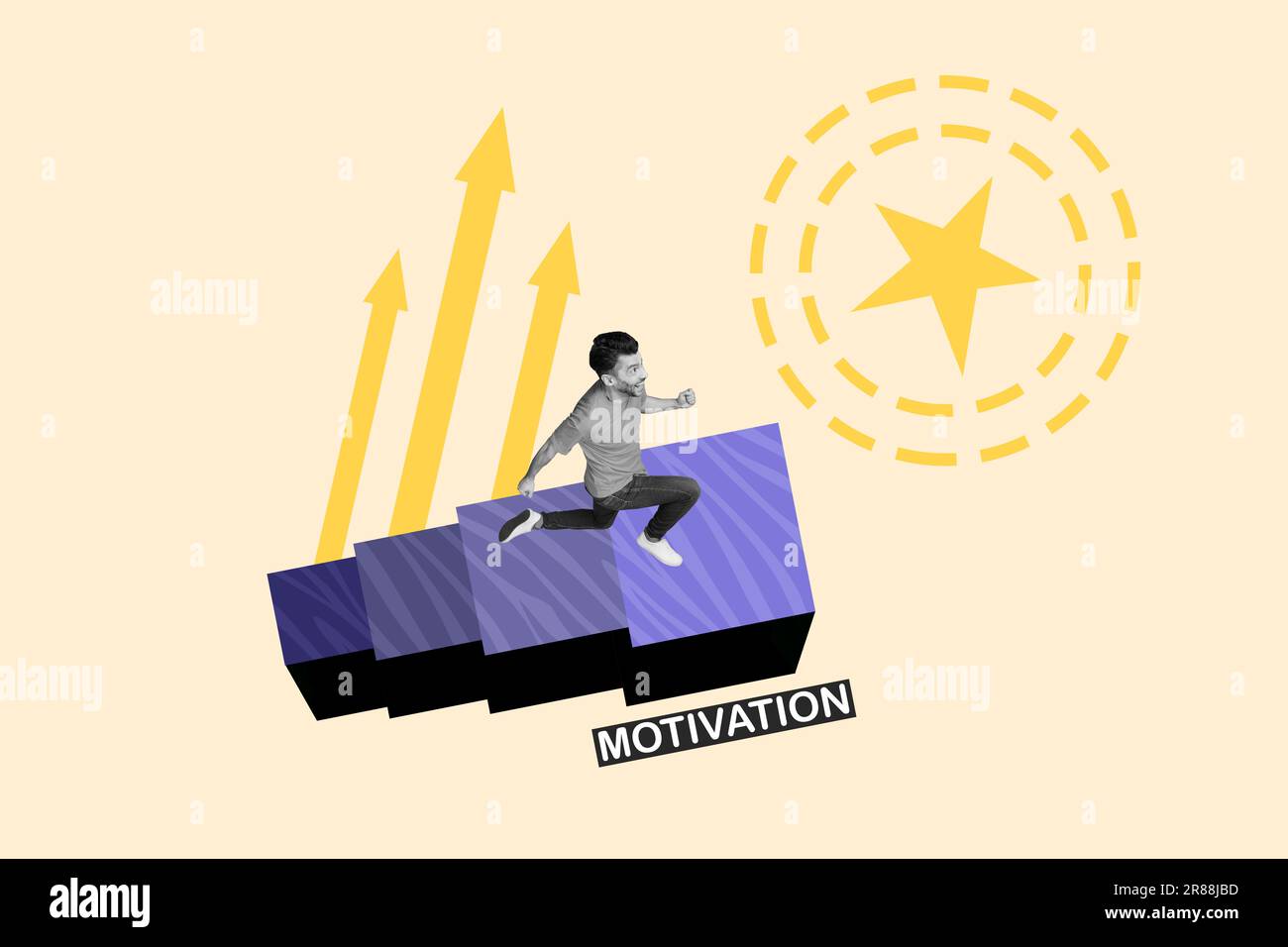 Poster artwork sketch image 3d collage of funky cheerful successful guy ...