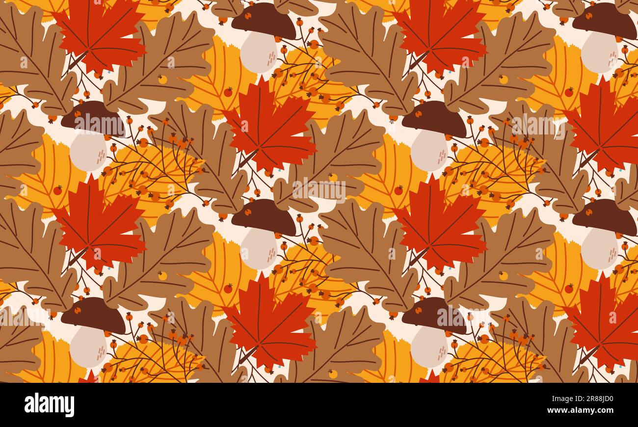 Start Of Fall Cozy Autumn Pattern Warm Autumn Seasonvector