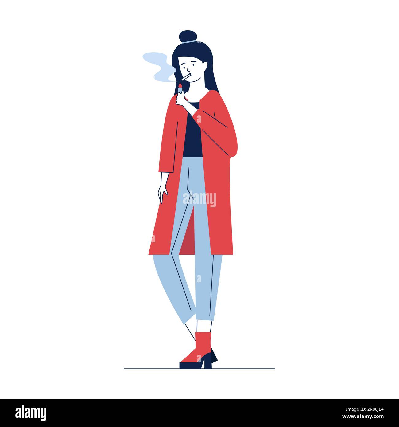 Smoking girl lighting Stock Vector Images - Alamy